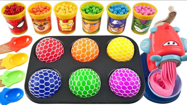 Satisfying Video L How To Make Noddles Machine With Mesh Balls Into Glossy Paint Cutting ASMR 